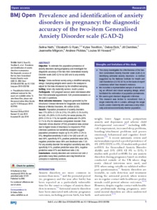 Prevalence and identification of anxiety disorders in pregnancy: the ...