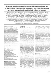 Systemic manifestations of primary Sjögren's syndrome out of the ESSDAI ...