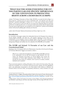 'What has the ECHR ever done for us?’: The particular and specific ...